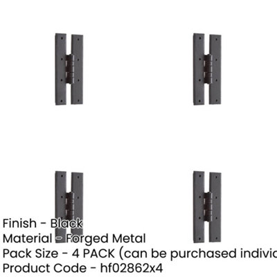 4 PACK Durable Black H-Hinge 66x155mm for Secure Installation ...