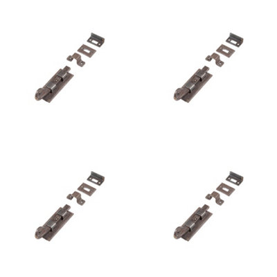 4 PACK Durable Shepherds Crook Straight Bolts 102mm in Beeswax Finish ...