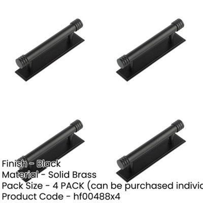 4 PACK Elegant 96mm Stepped Backplate Cabinet Handle in Matt Black ...