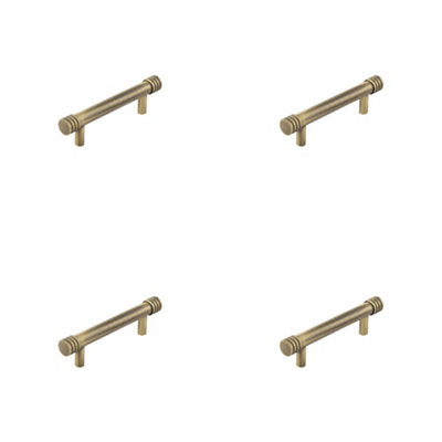 4 PACK Elegant Antique Brass Cabinet Handle with 96mm Centers Kitchen ...