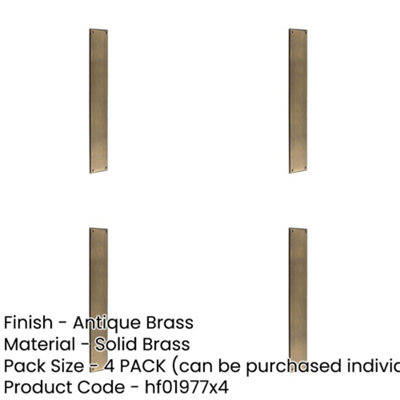 4 PACK Elegant Antique Brass Finger Plate 450 X 75mm for Doors - Solid ...
