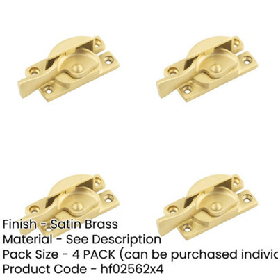 4 PACK Elegant Satin Brass Fasteners for Windows - Window Fastener