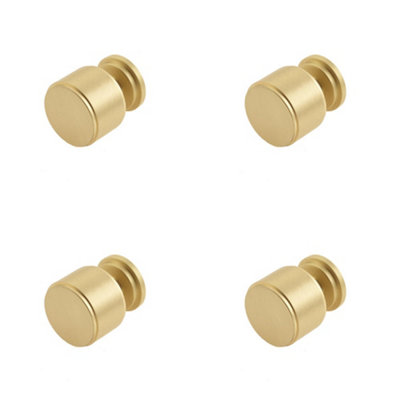 4 PACK Elegant Stepped Cupboard Knob in Satin Brass for Modern ...