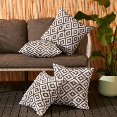 4 Pack Geometric Cushion Cover Water Resistant Outdoor Garden | DIY at B&Q
