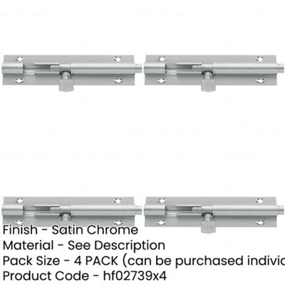 4 PACK Heavy-Duty Satin Chrome Brass Straight Barrel Bolts 152x38mm for ...