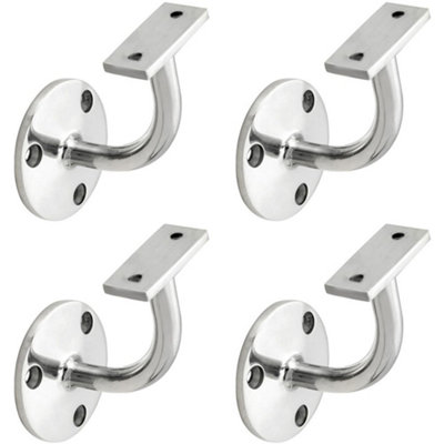 4 PACK - Heavy Duty Stair Handrail Bannister Bracket Arm - Bright Steel ...