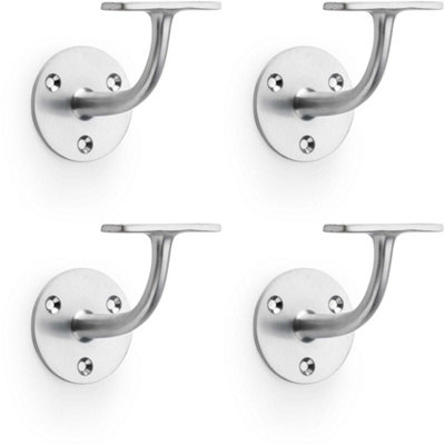 4 PACK - Heavy Duty Stair Handrail Bannister Bracket Arm - Satin Chrome ...