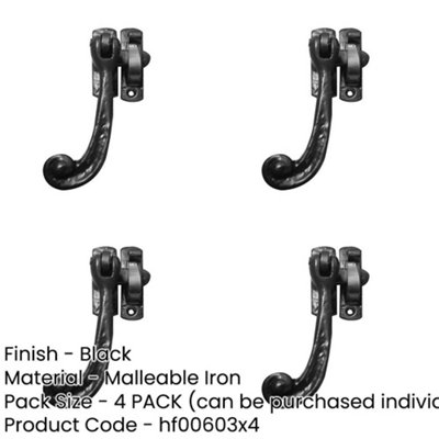4 PACK High-Quality Antique Range Casement Fasteners in Elegant Black ...