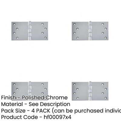 4 PACK High-Quality Polished Chrome Projection Hinge 102x200x4.5mm for ...