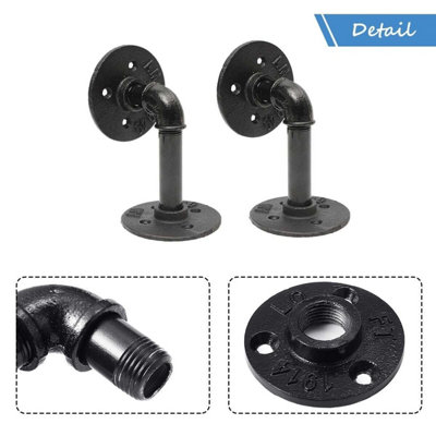 4 Pack Industrial Pipe Floating Shelf Brackets - Heavy Duty Rustic Wall ...