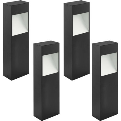 4 Pack IP44 Outdoor Pedestal Lights - Modern Anthracite & White LED ...