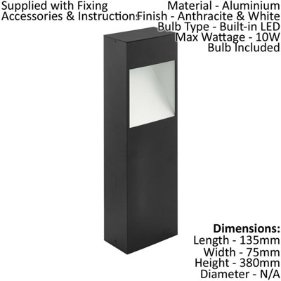 4 Pack IP44 Outdoor Pedestal Lights - Modern Anthracite & White LED ...