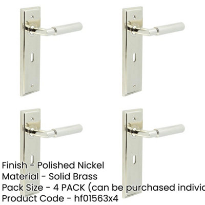 4 PACK Luxury Polished Nickel Door Handle Lock Backplate with Versatile ...