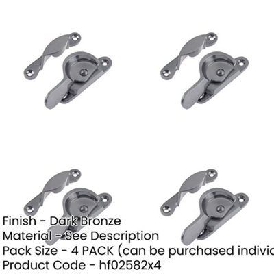 4 PACK Narrow Fasteners 65mm in Elegant Dark Bronze Finish - Window ...
