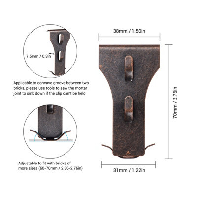 4-PACK NO-DRILL BRICK CLIP HOOKS FOR 60-70MM BRICKS - IDEAL FOR OUTDOOR ...