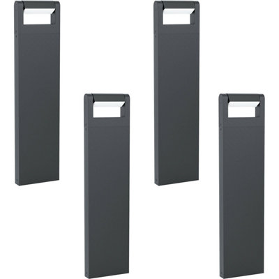 4 Pack of Modern IP44 Outdoor Bollard Lights - Black Cast Aluminium LED ...