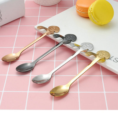 4 Pack of Stainless Steel Adorable Puppy Spoon | DIY at B&Q