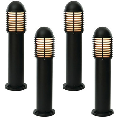 4 PACK Outdoor IP44 Bollard Light Matt Black 650mm LED Lamp Post Garden ...