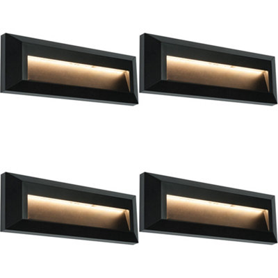 4 PACK Outdoor Pathway Guide Light - Indirect 2W Warm White LED - Black ABS
