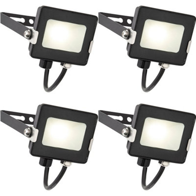 4 PACK Outdoor Waterproof LED Floodlight - 10W Cool White LED - Matt ...