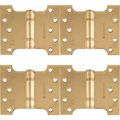 4 PACK - PAIR 102 x 127 x 3mm Parliament Hinge Polished Brass Internal ...