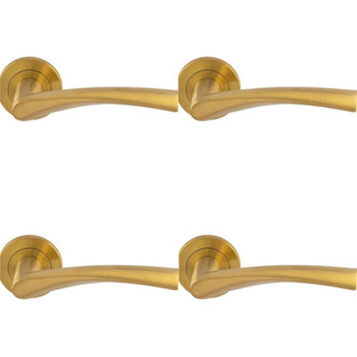 4 PACK - PAIR Angular Design Door Handle on Round Rose Concealed Fix ...