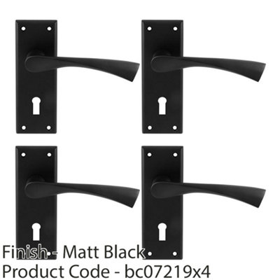 4 PACK - PAIR Angular Lever on Lock Backplate Door Handle 150 x 50mm ...