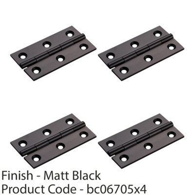 4 PACK - PAIR Cabinet Hinge - 64 x 35mm Matt Black Cupboard Wardrobe ...