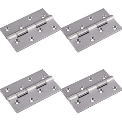 4 PACK - PAIR Double Steel Washered Butt Hinge - 102 x 67 x 4mm Satin ...