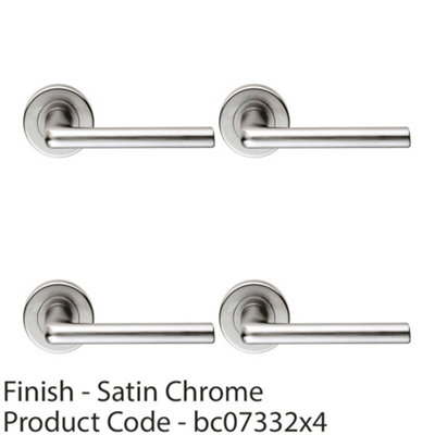 4 PACK - PAIR Rounded Straight Bar Door Handle Concealed Fix Round Rose ...