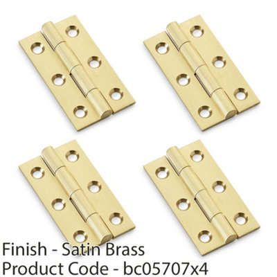 4 PACK - PAIR Solid Brass Cabinet Butt Hinge - 50mm - Satin Brass ...