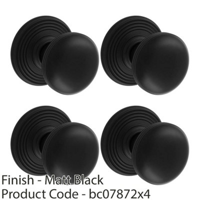 4 PACK - PAIR Textured Ring Mortice Door Knob 70mm Diameter Matt Black ...