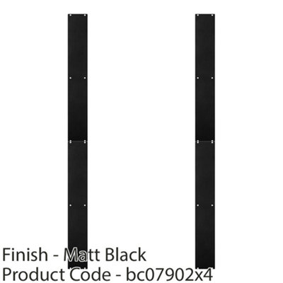 4 PACK - Plain Door Finger Plate 500 x 75mm - Matt Black Steel Push Plate