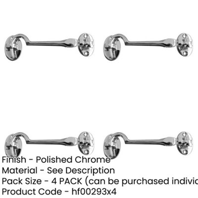 4 PACK Polished Chrome Brass Cabin Hook 300mm for Door Control - Hook ...