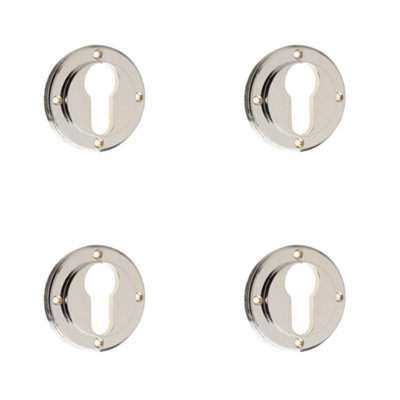4 PACK Polished Nickel Euro Profile Escutcheons - Elegant Security ...