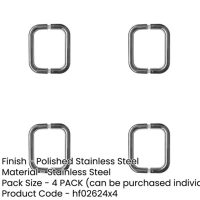 4 PACK Polished Stainless Steel 19mm D Shape Pull Handle for B2B Fixing ...