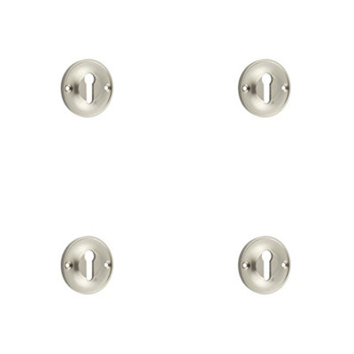 4 PACK Premium 40mm Keyway Escutcheon in Satin Nickel Finish - Solid ...