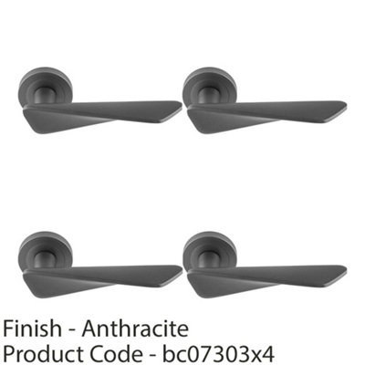 4 PACK - Premium Angle Twist Door Handle Set - Anthracite Grey Designer ...