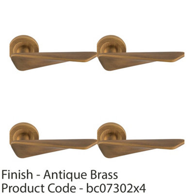 4 PACK - Premium Angle Twist Door Handle Set - Antique Brass Designer ...