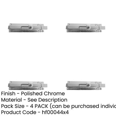 4 PACK Premium Architectural Slide Bolts in Polished Chrome - 150x40mm ...
