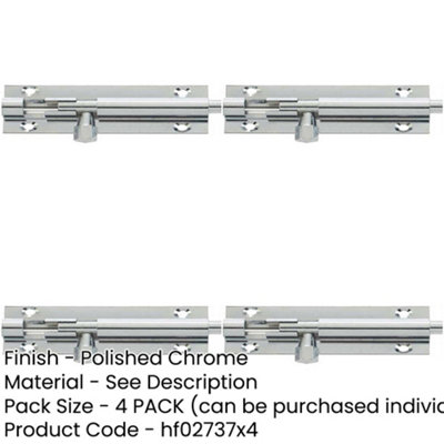 4 PACK Premium Brass Heavy-Duty Straight Barrel Bolts 152x38mm in ...