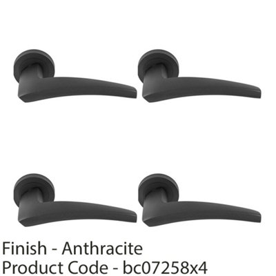 4 PACK - Premium Elegant Curve Door Handle Set - Anthracite Grey Bar ...