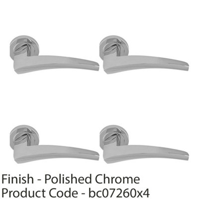 4 PACK - Premium Elegant Curve Door Handle Set - Ploshed Chrome Bar ...