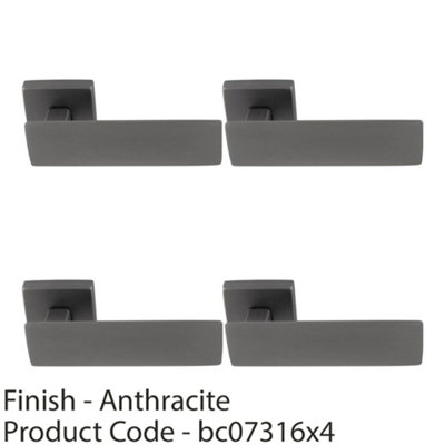 4 PACK - Premium Large Flat Door Handle Set - Anthracite Grey Designer ...