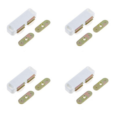 4 PACK Premium Magnetic Catches for Cabinets - 62x18mm White - Cupboard ...