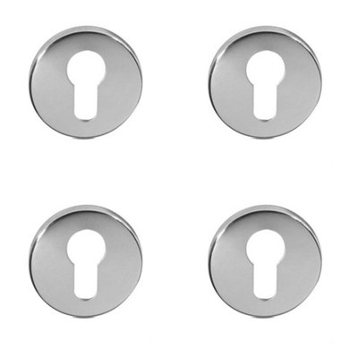 4 PACK Premium Satin Stainless Steel Euro Profile Escutcheons - Grade ...