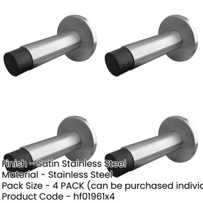 4 PACK Premium Satin Stainless Steel Wall Mounted Door Stops - 80x48mm ...