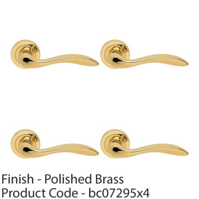 4 PACK - Premium Scroll Door Handle Set - Polished Brass Elegant Lever ...