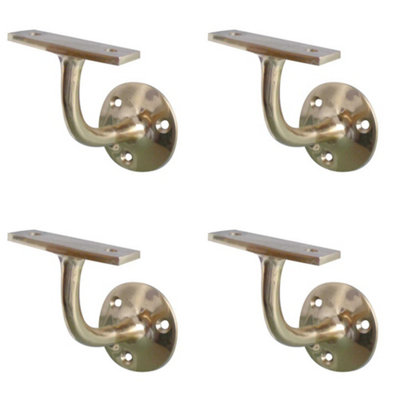 4 PACK Premium Solid Brass Handrail Brackets - 64mm Polished Finish for ...