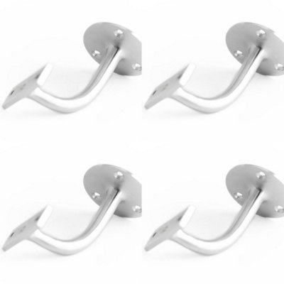 4 PACK Premium Solid Brass Handrail Brackets in Satin Chrome Finish ...